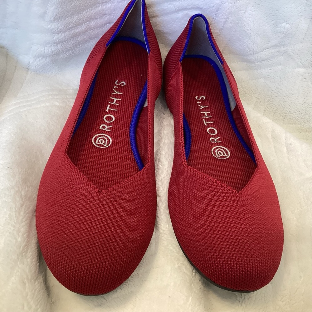 Rothy's Bright Red The Flat Textile Slip On Travel Sh… - Gem